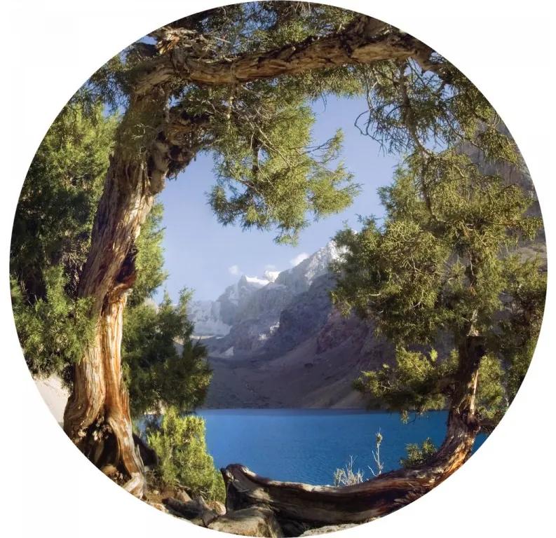 Samolepicí fototapeta Výhled na jezero 140x140 cm CR3314 Lake View / kruhové samolepicí vliesové dekorace La Form (ø 140 cm) AG Design