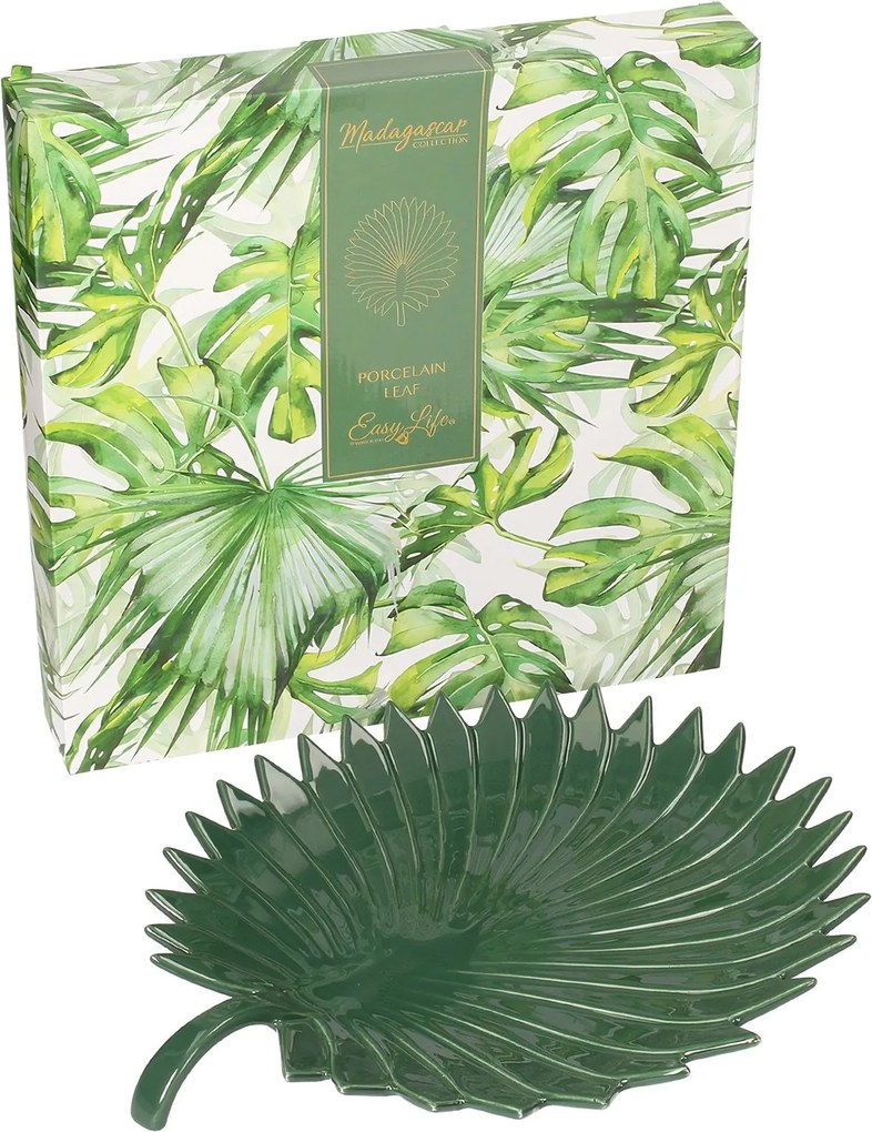 Talíř Jungle Leaves 35cm zelený