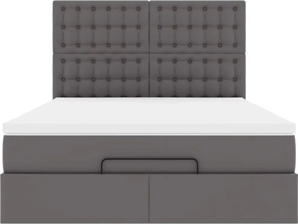 Osmanský rám postele s matrací šedá 140x190cm umělá kůže 3313004