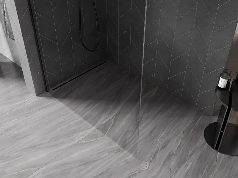 Mexen Kioto-X L sprchová stěna Walk-in 100 x 200 cm, transparentní 10 mm, černá - 800-100-107-70-00-X