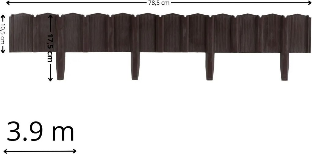 Sada 5 ks zahradních palisád Linea 390 cm hnědá