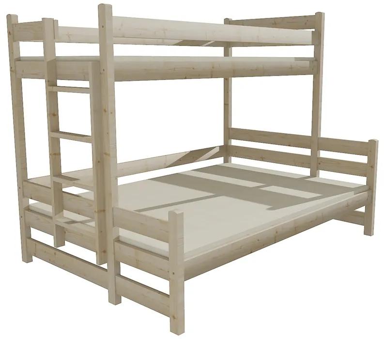 Vomaks Patrová postel s rozšířeným spodním lůžkem PPS 003 100/120 x 180 cm moření dub vlevo (vyobrazeno)