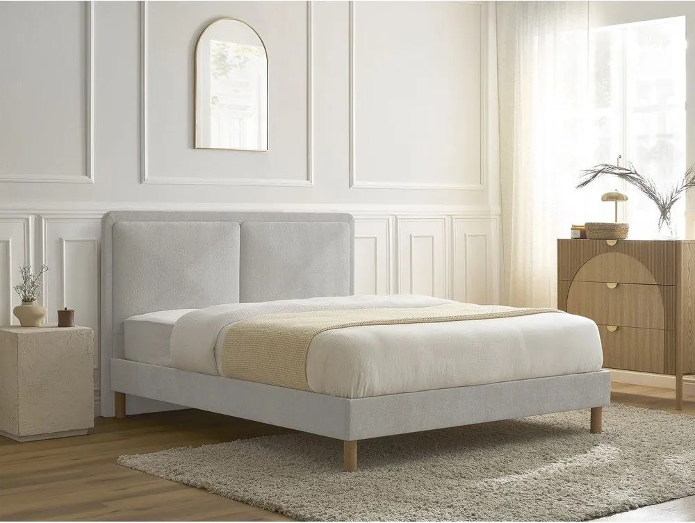 Šedá čalouněná čalouněná dvoulůžková postel s roštem 140x190 cm Mara – Bobochic Paris