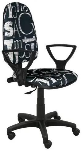 MAXMAX Dětská otočná židle BRANDON - TEXT černá