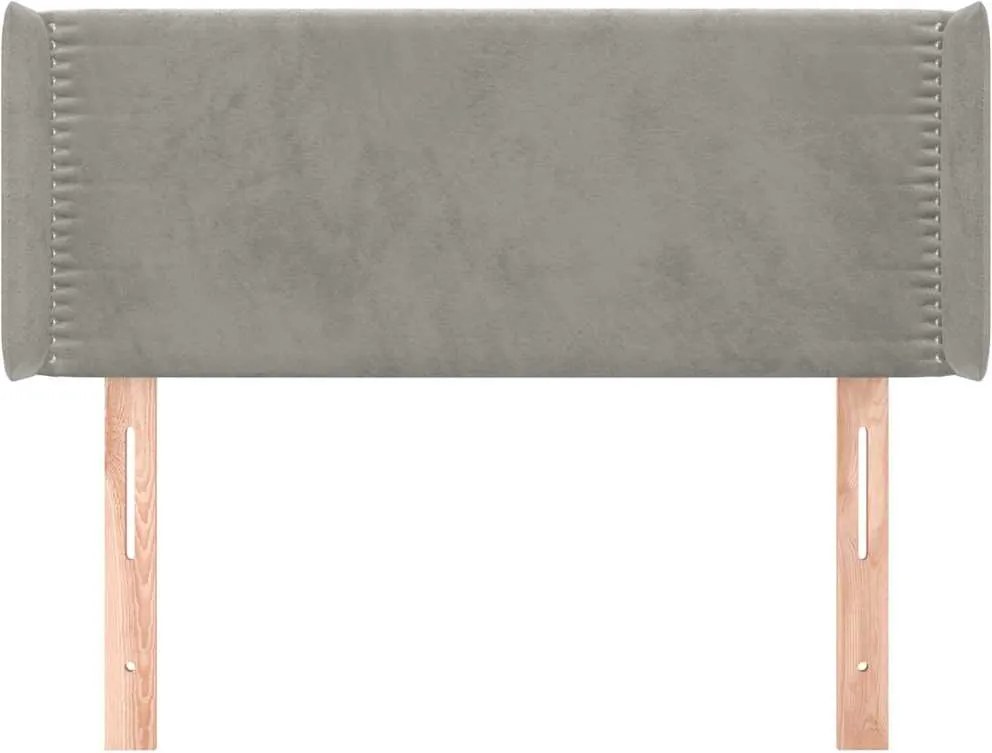 Čelo postele typu ušák světle šedé 103x16x78/88 cm samet 3118670