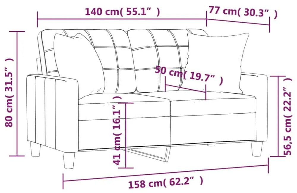 Petromila 2místná pohovka s polštáři cappuccino 140 cm umělá kůže