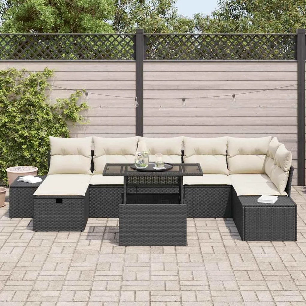 Sada zahradních pohovek 8 ks Černá polyratan 3361216