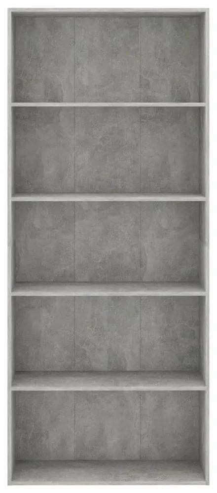 Petromila 5patrová knihovna betonově šedá 80 x 30 x 189 cm dřevotříska