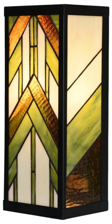 Nástěnné zeleno-béžové světlo Tiffany v art deco stylu Claire – 14x16x40 cm