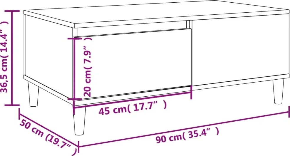 vidaXL Konferenční stolek 90x50x36,5 cm kompozitní dřevo [821115] Barva: dub sonoma