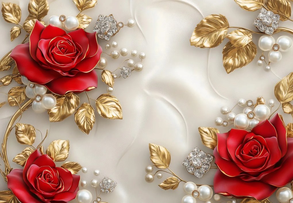 Fototapeta - Růže se zlatem (245x170 cm)