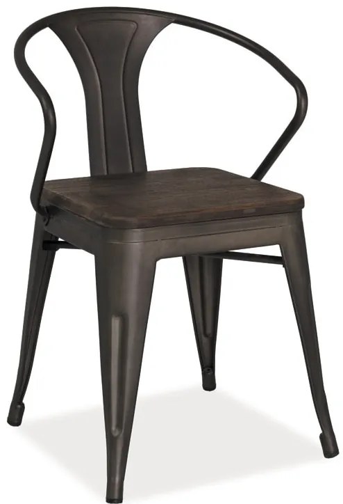 Jídelní kovová židle ALVA tmavý ořech/grafit