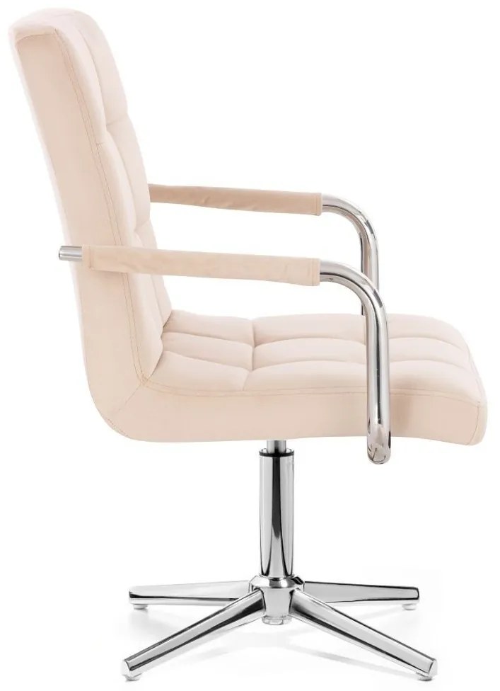 LuxuryForm DESIGN Otočná židle VERONA VELUR na stříbrném kříži - krémová