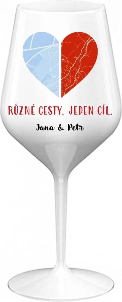 Personalizovaná nerozbitná sklenice - Dvě místa, jedno srdce