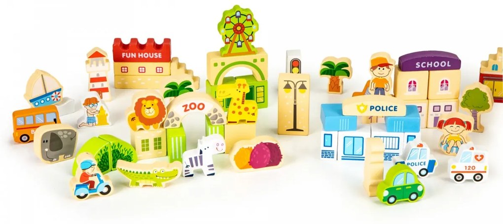 Dřevěné kostky ZOO EcoToys 120 kusů