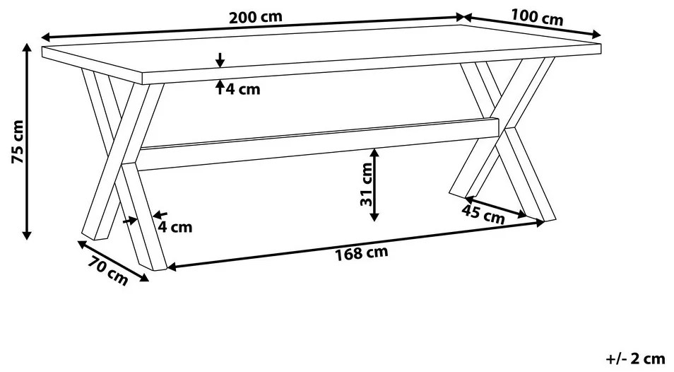 Zahradní stůl s vláknocementovou deskou 200 x 100 cm bílý OLBIA Beliani