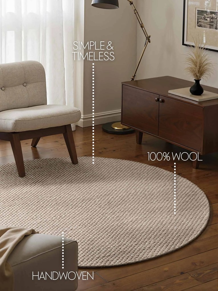 ELLE Decoration, Kusový koberec Lyon Beans 106315 Natural Beige kruh z kolekce Elle, 160x160 (průměr) kruh, béžová, ložnice