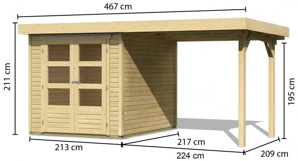 Dřevěný zahradní domek ASKOLA 2 s přístavkem 240 Lanitplast Šedá