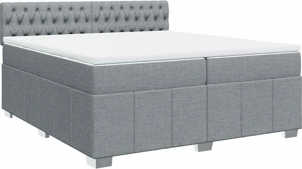 Box spring postel s matrací světle šedá 200 x 200 cm textil 3287182