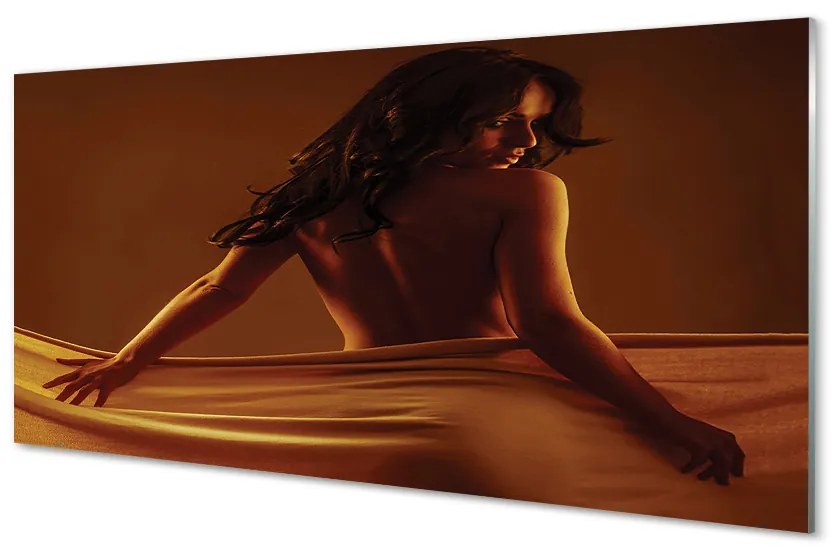 Obraz na skle Žena s materiálem 120x60 cm