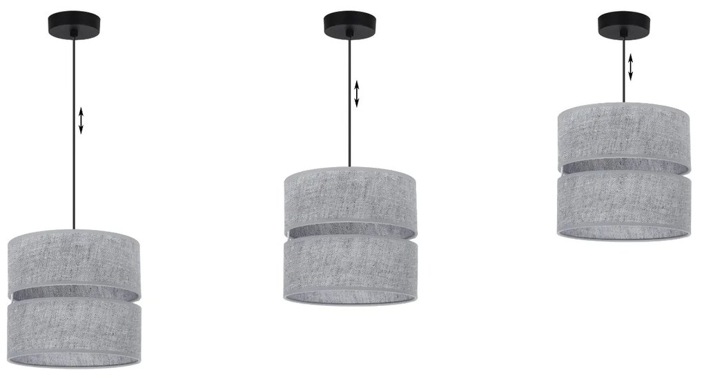Závěsné svítidlo Jen, 1x šedé textilní stínítko, (fi 20 cm), b