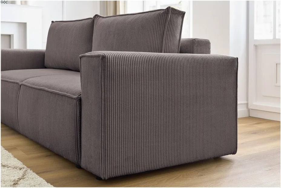 Taupe manšestrová rozkládací pohovka 245 cm Nihad – Bobochic Paris