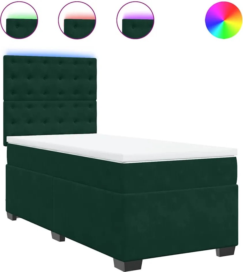 Box spring postel s matrací tmavě zelená 100x200 cm samet 3293149