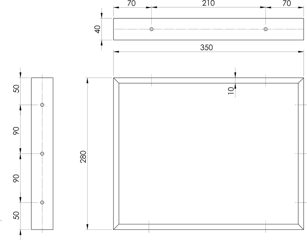 Sapho Podpěrná konzole 350 x 280 x 40 mm lakovaná ocel zlatá mat 1ks 30376