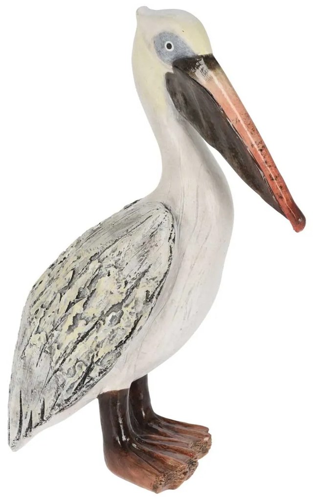 Zahradní figurka z polyresinu Pelican, 29 cm, bílá