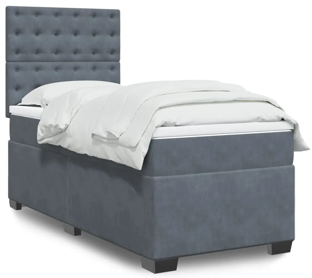 Box spring postel s matrací tmavě šedá 80 x 200 cm samet 3290775