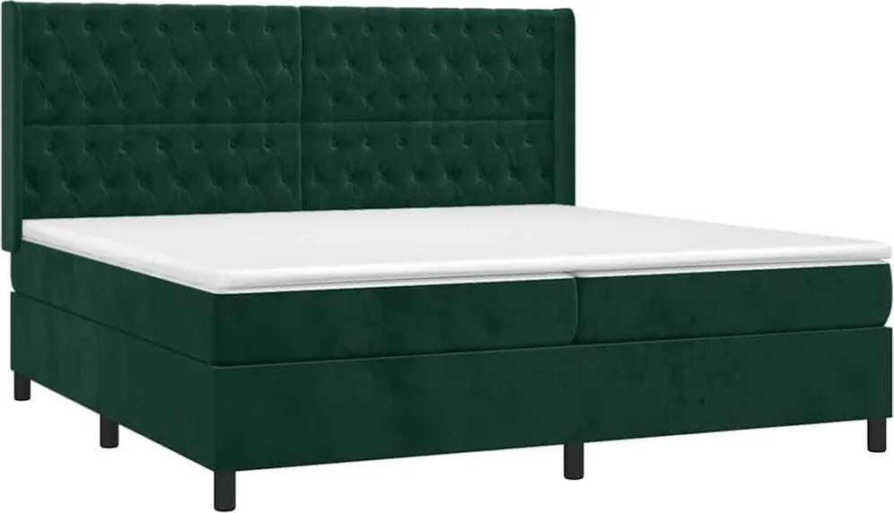 Box spring postel s matrací tmavě zelená 200x200 cm samet 3132882