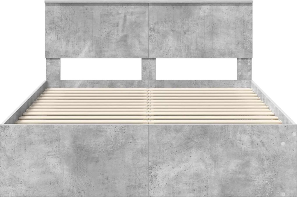 Rám postele Betonově šedá 135 x 190 cm Masivní borové dřevo 3410612