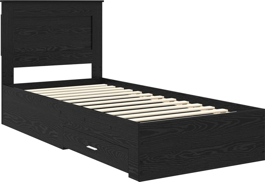 Rám postele se zásuvkou Černý dub 90 x 200 cm Kompozitní dřevo 3410367