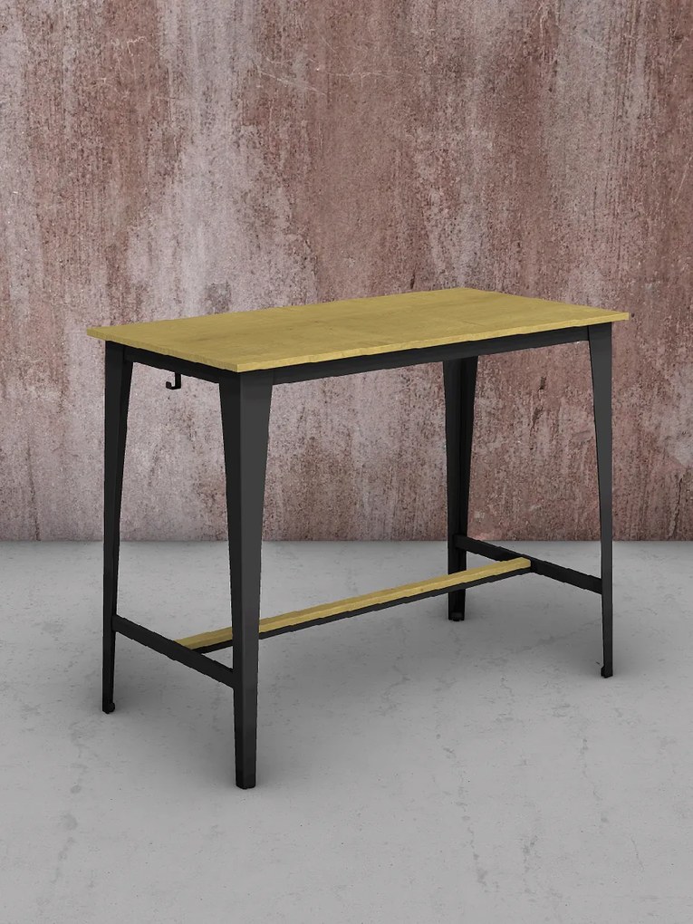 Barový stůl černý A30, masiv dub přírodní, 130 x 68 cm