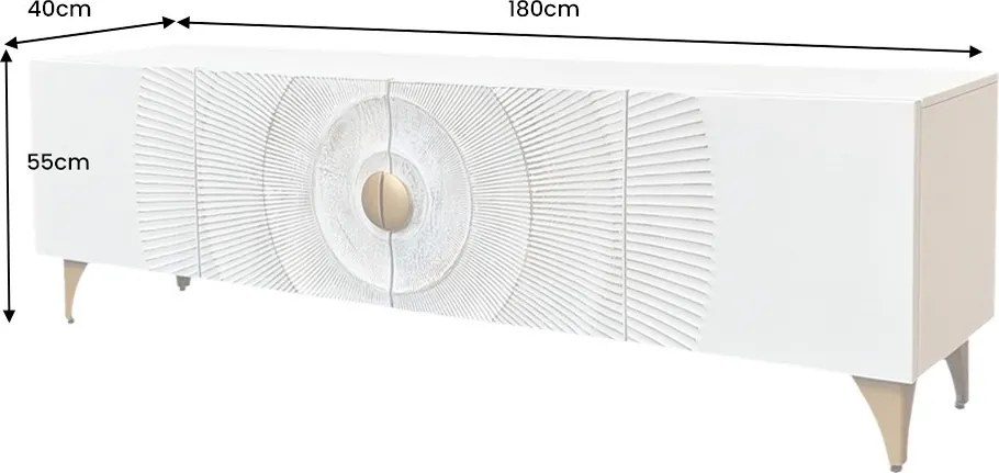 Designový TV stolek Venetia 180 cm bílé mango