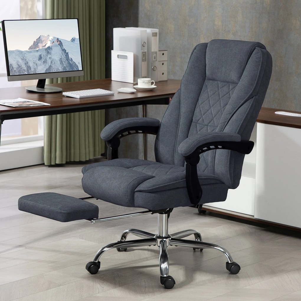 Vinsetto Masážní kancelářská židle s vytápěním - ergonomická židle s nastavitelnou výškou, sklápěním opěradla, drátovým ovladačem, zasouvatelným opěr…