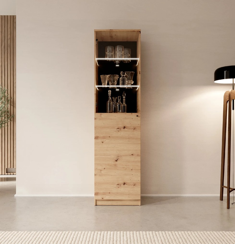 ADRK Furniture Vitrína Evi II s LED osvětlením ADRK-SHC-EVI-50-ART-L