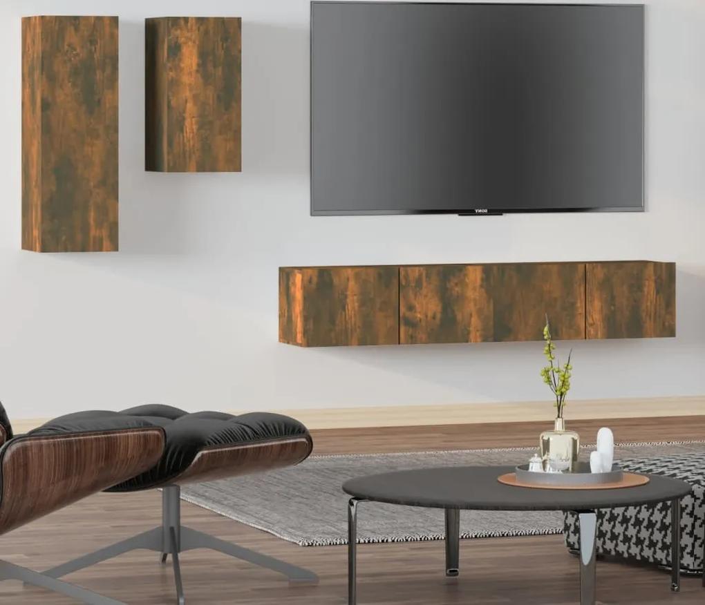 vidaXL 4dílný set TV skříněk kompozitní dřevo [3114624] Barva: kouřový dub