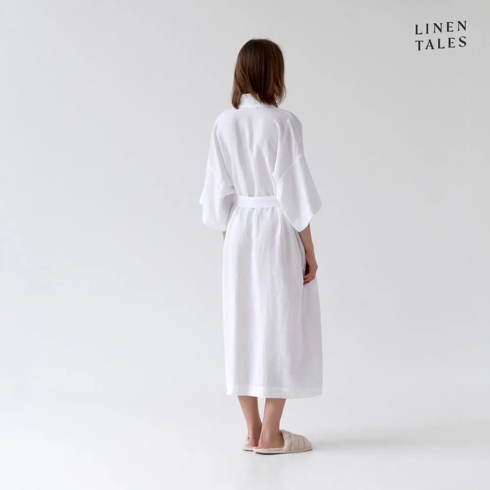Bílý lněný župan velikost S/M Summer – Linen Tales