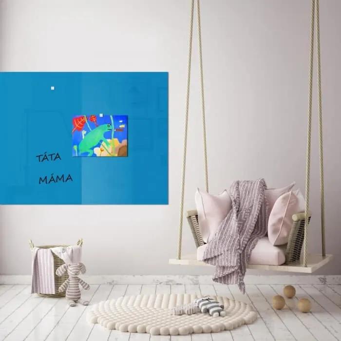Modrá coelinová skleněná pracovní a kancelářská tabule Smatab® - 100 × 150 cm