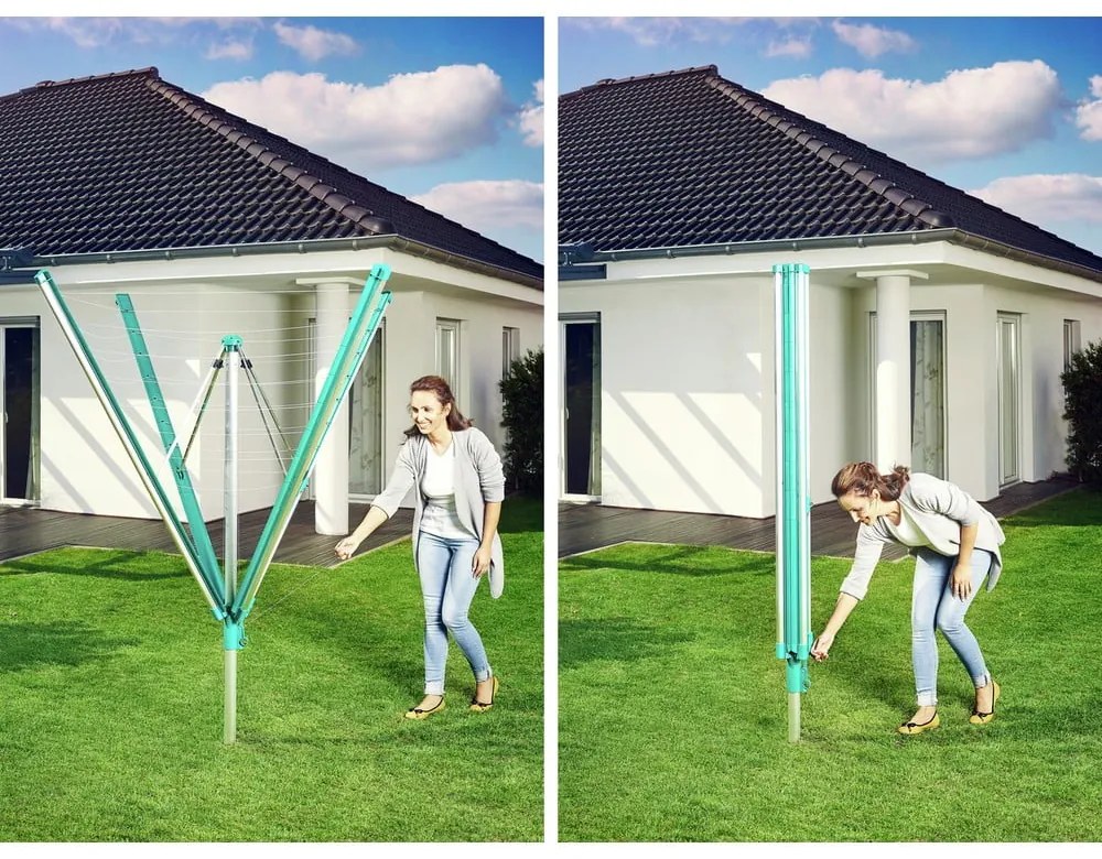Venkovní sušák na prádlo ve stříbrné barvě 60 m Linomatic 600 Deluxe Cover – LEIFHEIT