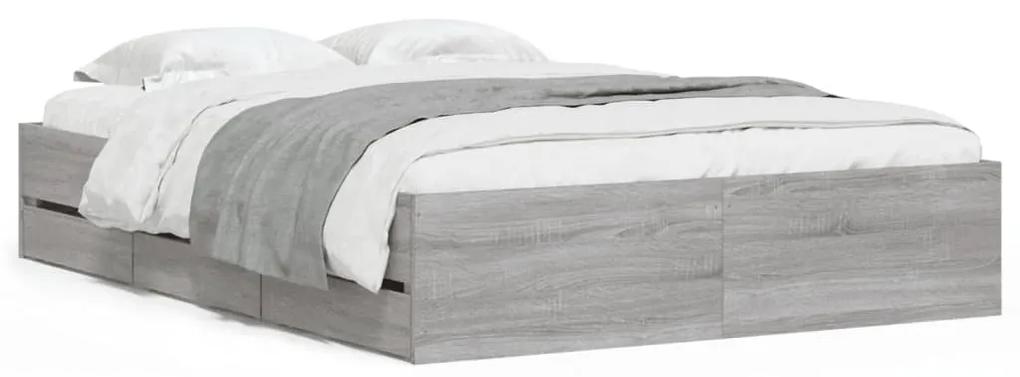 vidaXL Rám postele se zásuvkami šedý sonoma 120 x 190 cm kompozit