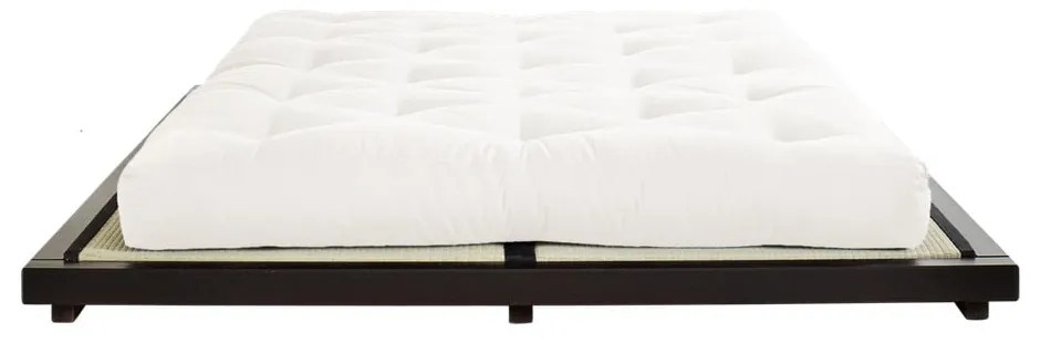Dvoulůžková postel z borovicového dřeva s matrací Karup Design Dock Double Latex Black/Natural, 180 x 200 cm