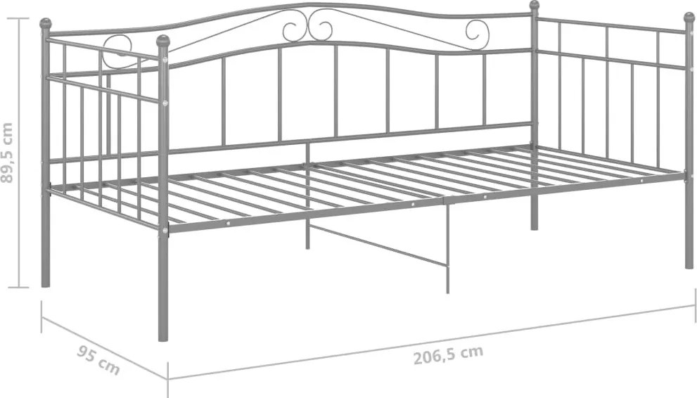 vidaXL Rám rozkládací postele kovový 90 x 200 cm [324781] Barva: Šedá