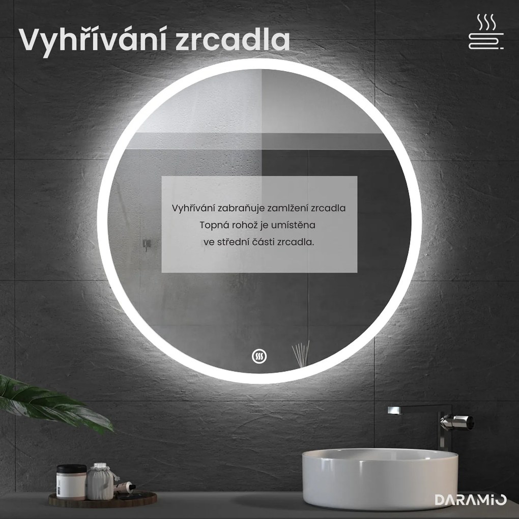 Kulaté zrcadlo do koupelny s LED osvětlením E1