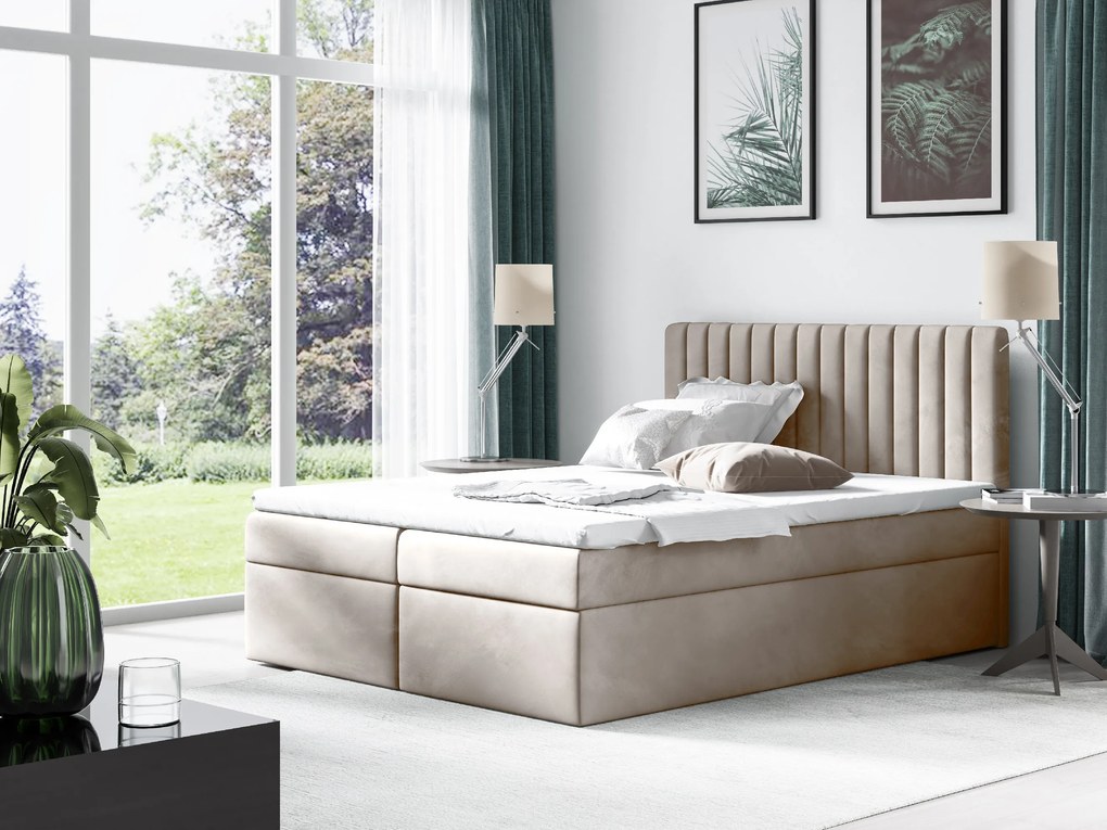 Eka Kontinentální čalouněná postel CONDOR - Trinity (140x200 cm) Barva látky Trinity: Žlutá (Trinity 2318)