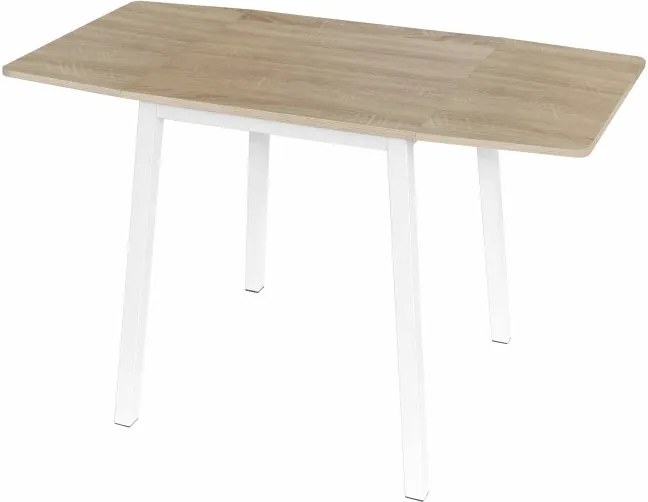 Rozkládací jídelní stůl s kovovou podstavou v bílé barvě s dekorem dub sonoma TK241