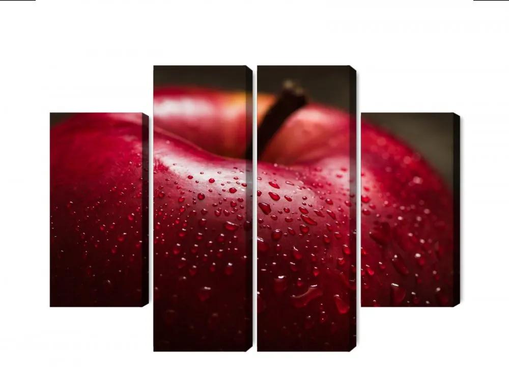 Vícedílný obraz Červené Jablko V Makro Měřítku Nedostatek Nedostatek Přírodní plátno 200x150