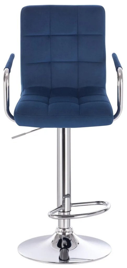 LuxuryForm DESIGN Barová židle VERONA VELUR na stříbrné kulaté podstavě - modrá