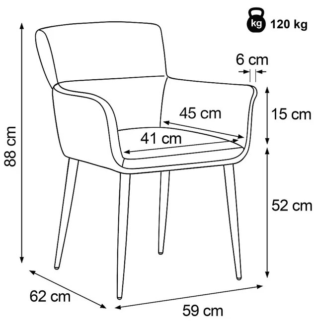 Jídelní židle, šedá, látka, DCH-J2159 GREY2